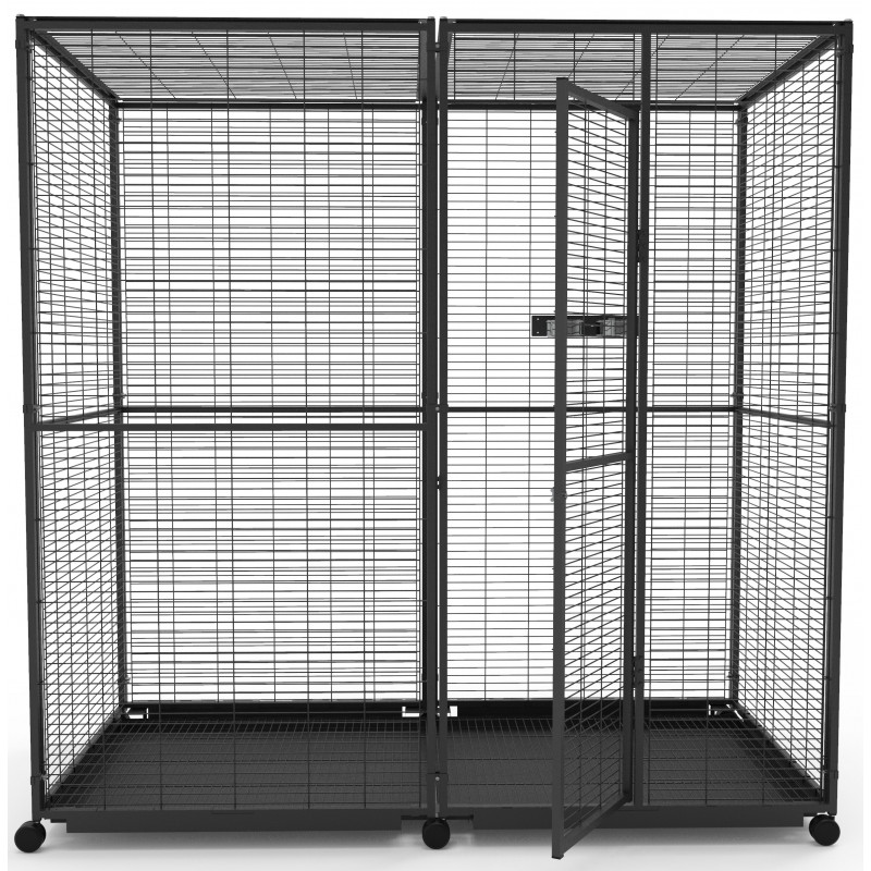 Indoor aviary for parrots of 2sqm with casters and mesh roof IMOR®