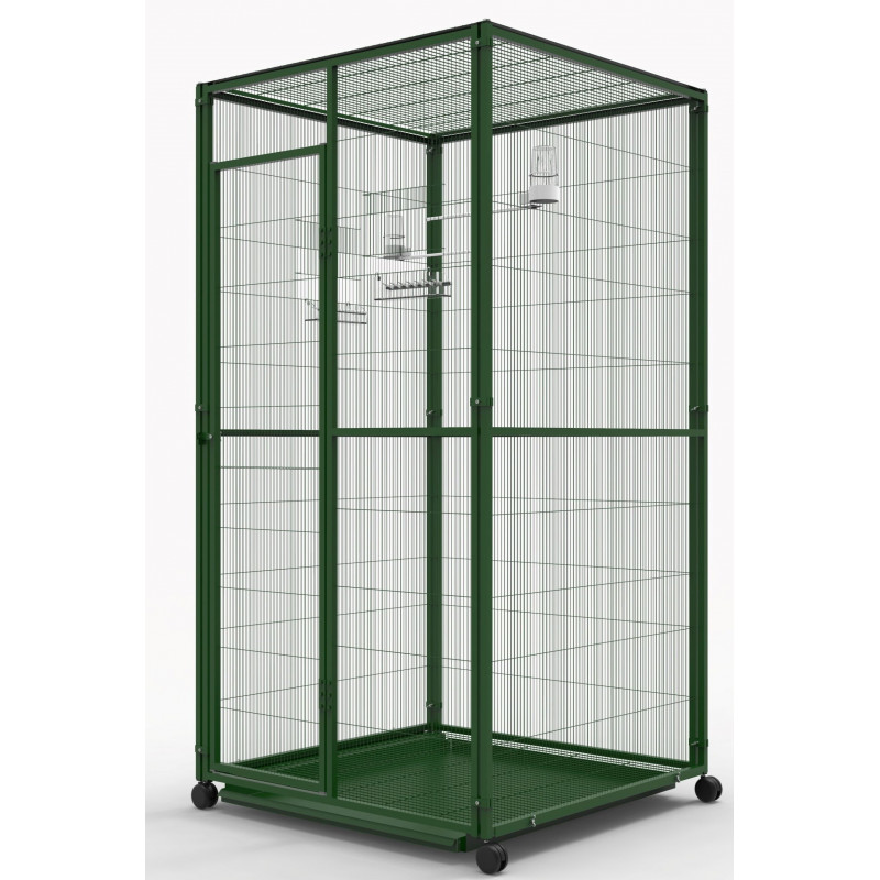 Volière d’intérieur sur roulettes de 1m² à toit en maille IMOR®