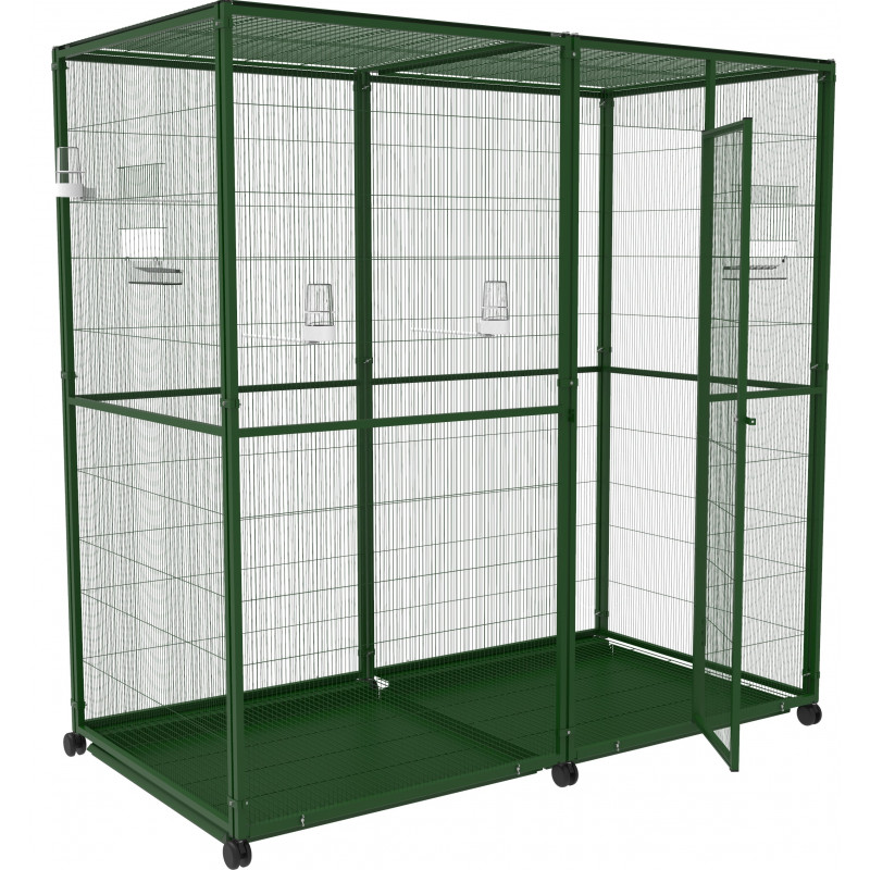 Volière d’intérieur sur roulettes de 2m² à toit en maille IMOR®