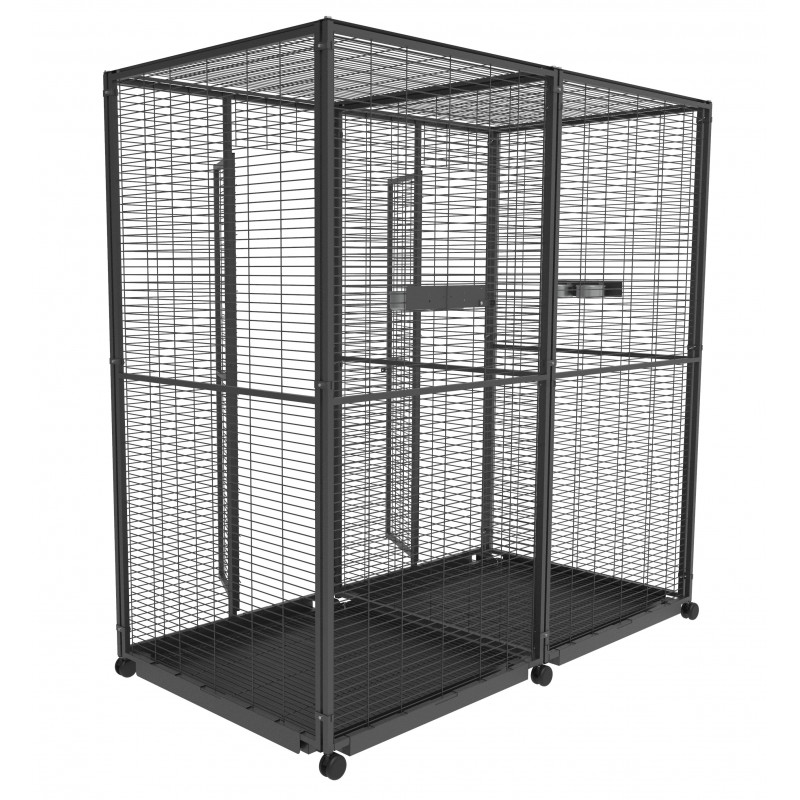 Indoor aviary for parrots of 2sqm divided in two with casters and mesh ...