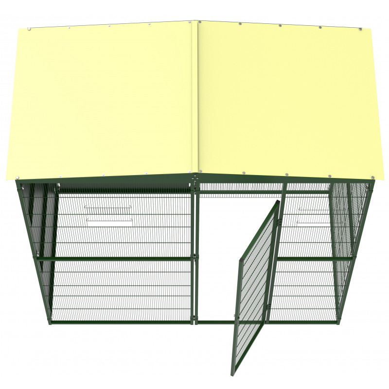 VOLIÈRE DE JARDIN 2X1M À TOIT DEUX PENTES ET 2 PANNEAUX COUPE-VENT ...